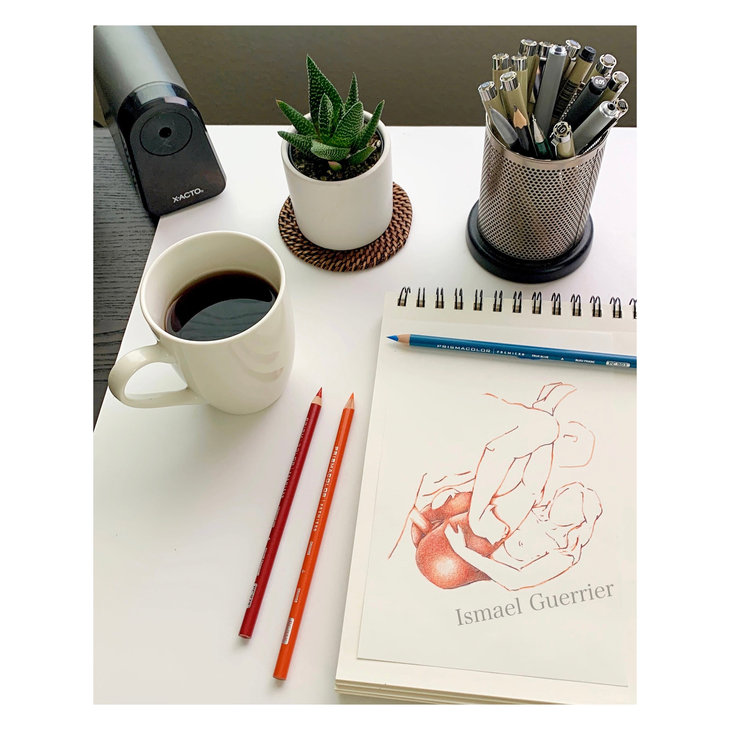 Late Night Drawing #10 - Sunset Series - Drawing Desk | Ismael Guerrier Art