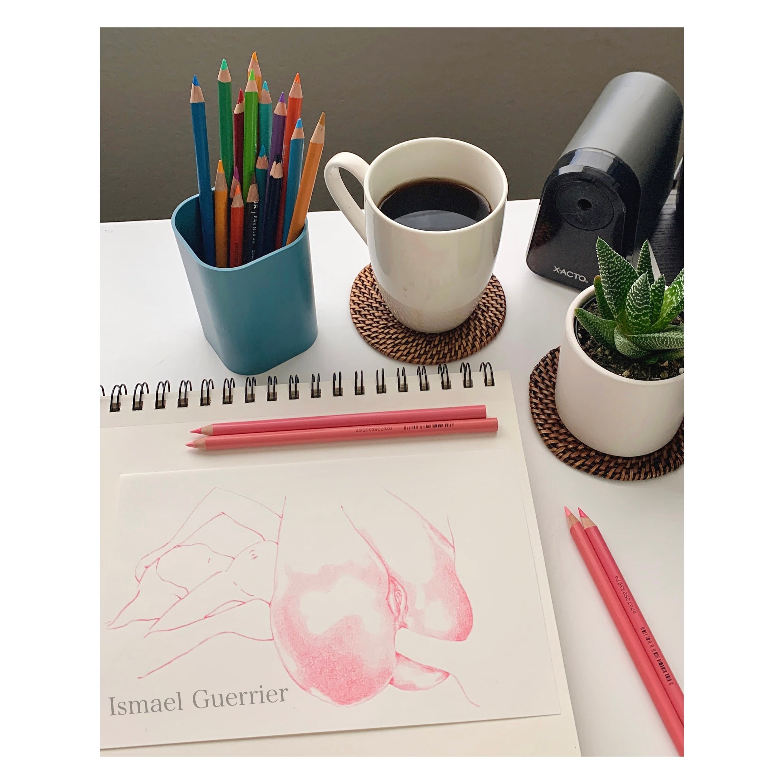 Late Night Drawing #1 - Soft Series - Drawing Desk | Ismael Guerrier Art