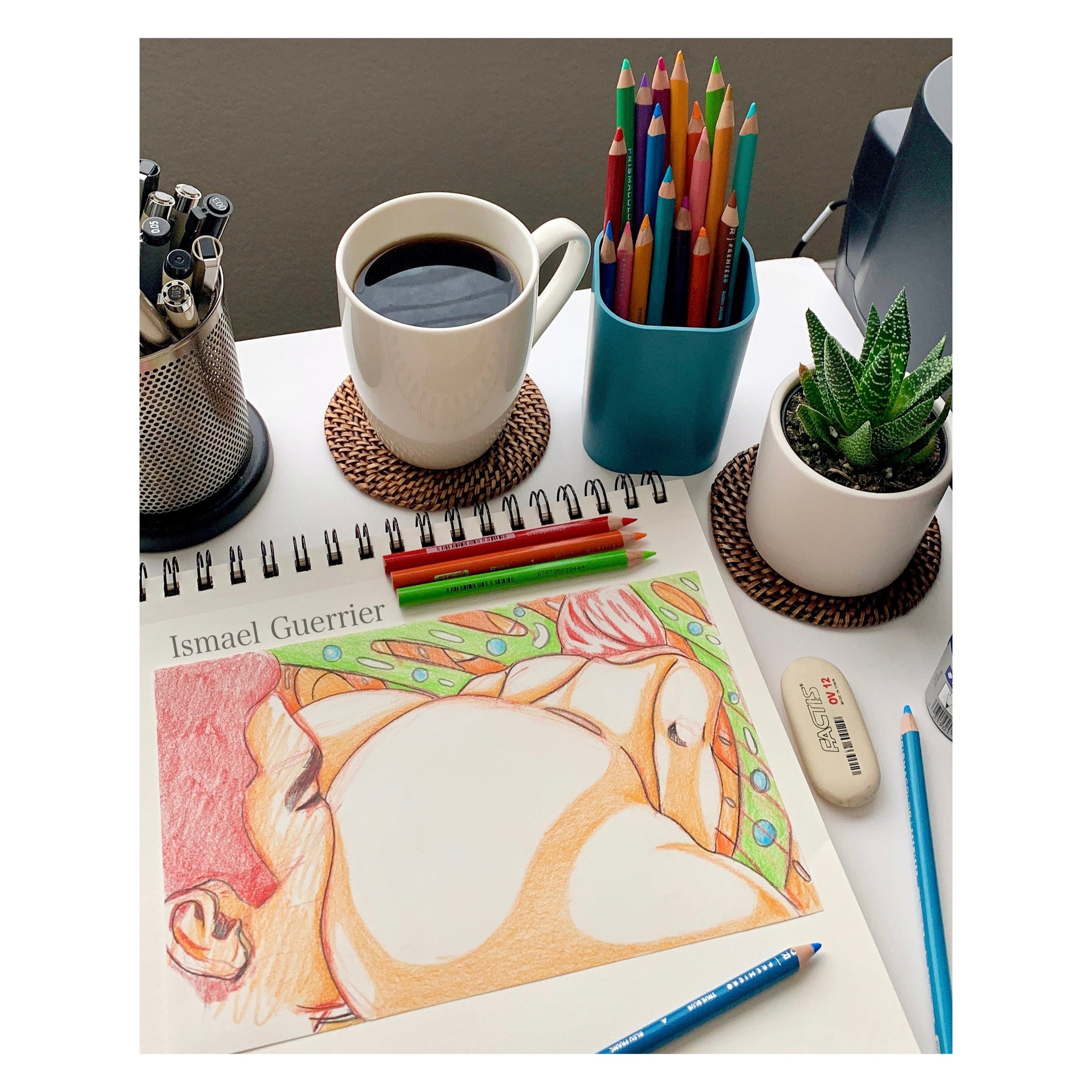 Ritual #5 - Sunset Version - Sophisticated Version - Drawing Desk | Ismael Guerrier Art