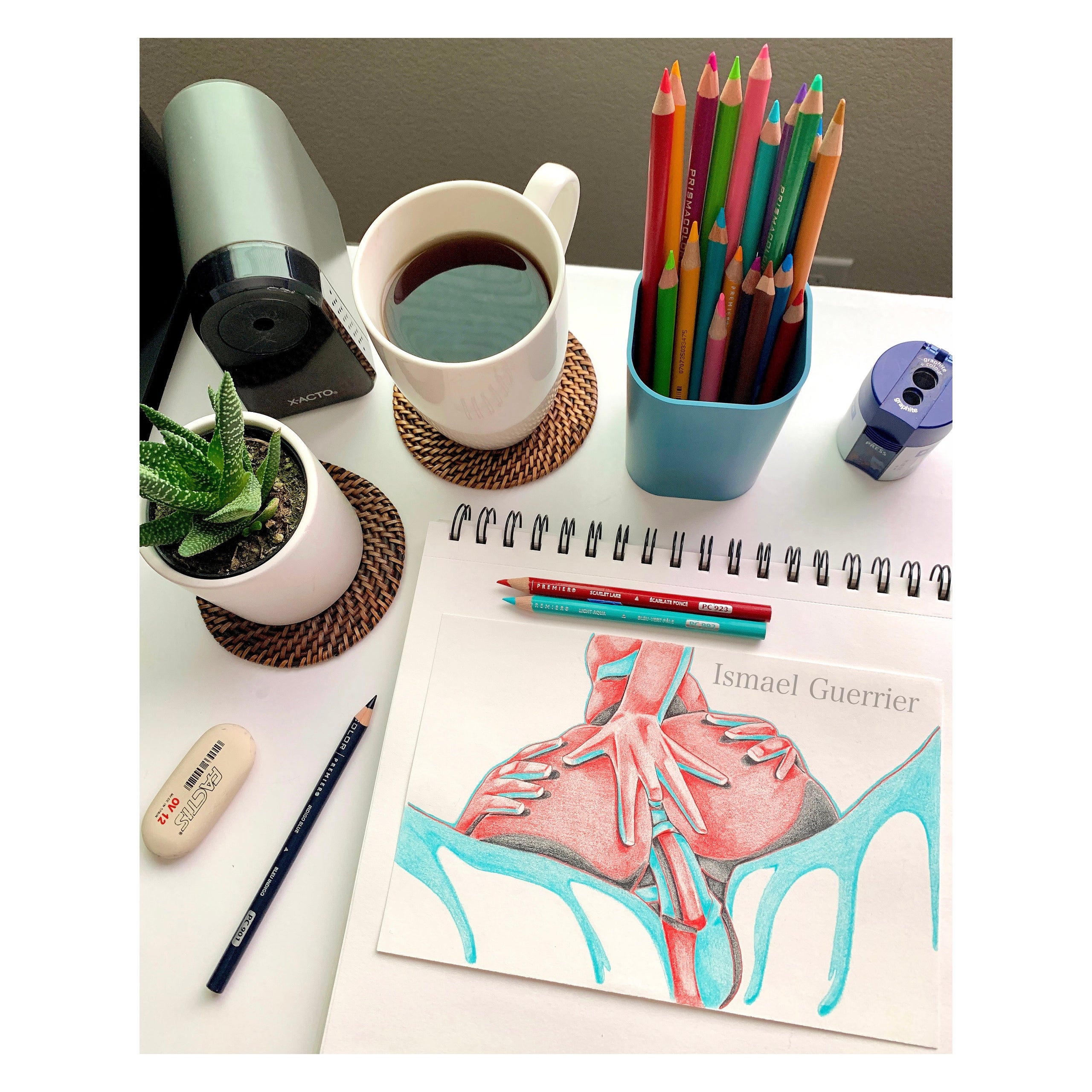 Together They Become A Waterfall Of Love & Passion - Drawing Desk | Ismael Guerrier Art