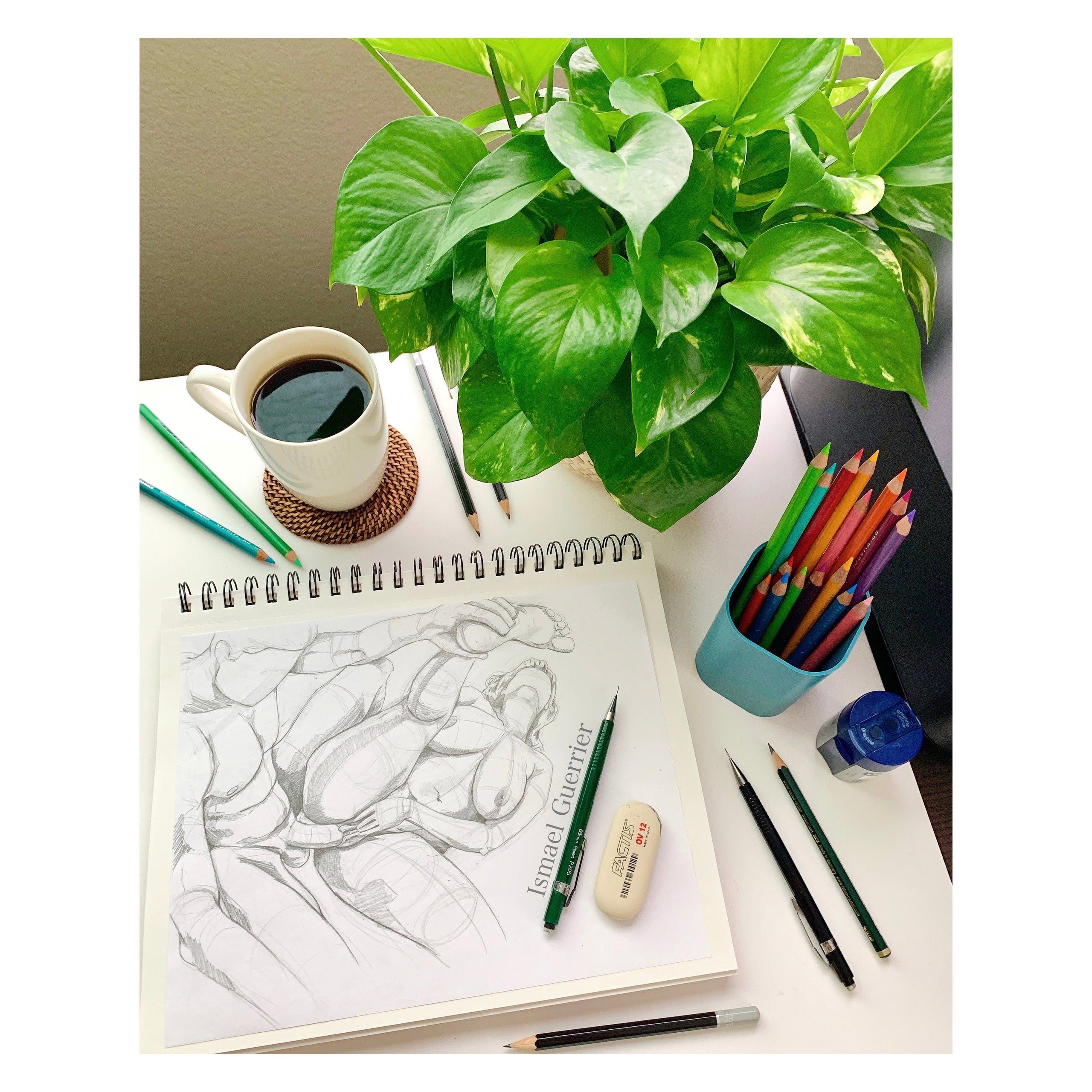 She Opens Up To Him #21 - Sketch - Drawing Desk | Ismael Guerrier Art