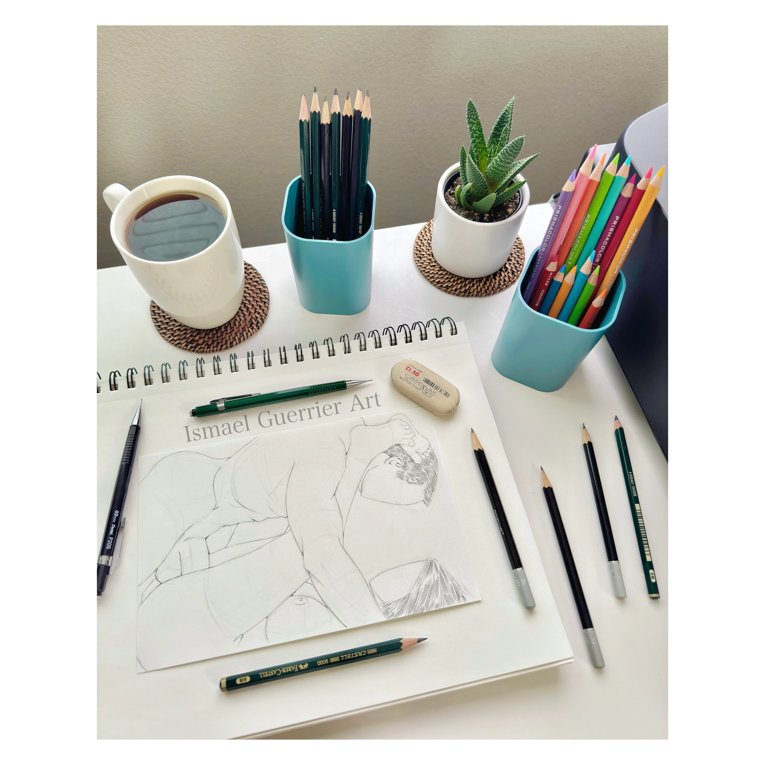 He Watches Over Her #9 - Sophisticated Version - Drawing Desk | Ismael ...