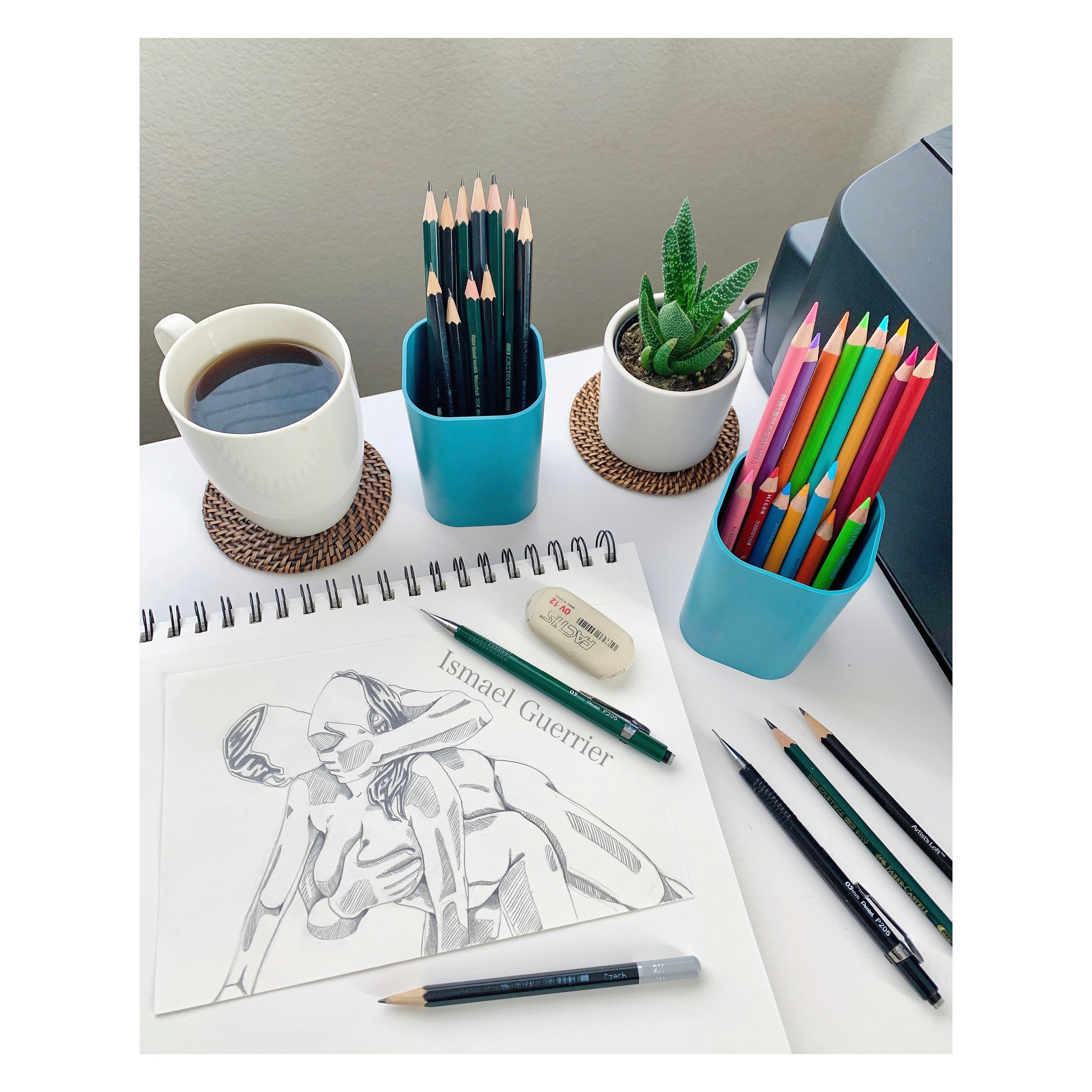 Around Her Neck #5- Moonlight Version - Drawing Desk | Ismael Guerrier Art