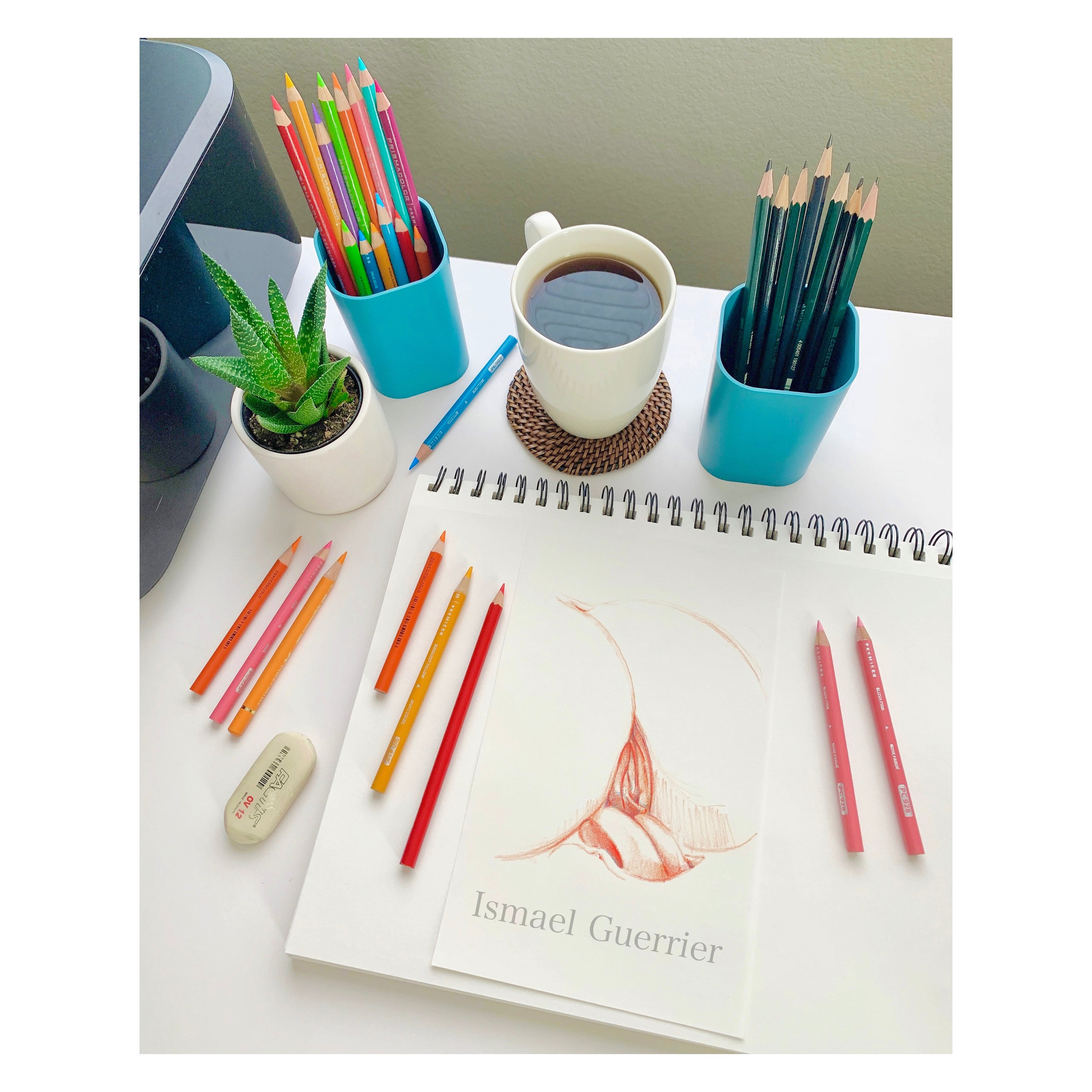 Her Floral Taste Grounds Him #1 - Sunset Version - Drawing Desk | Ismael Guerrier Art