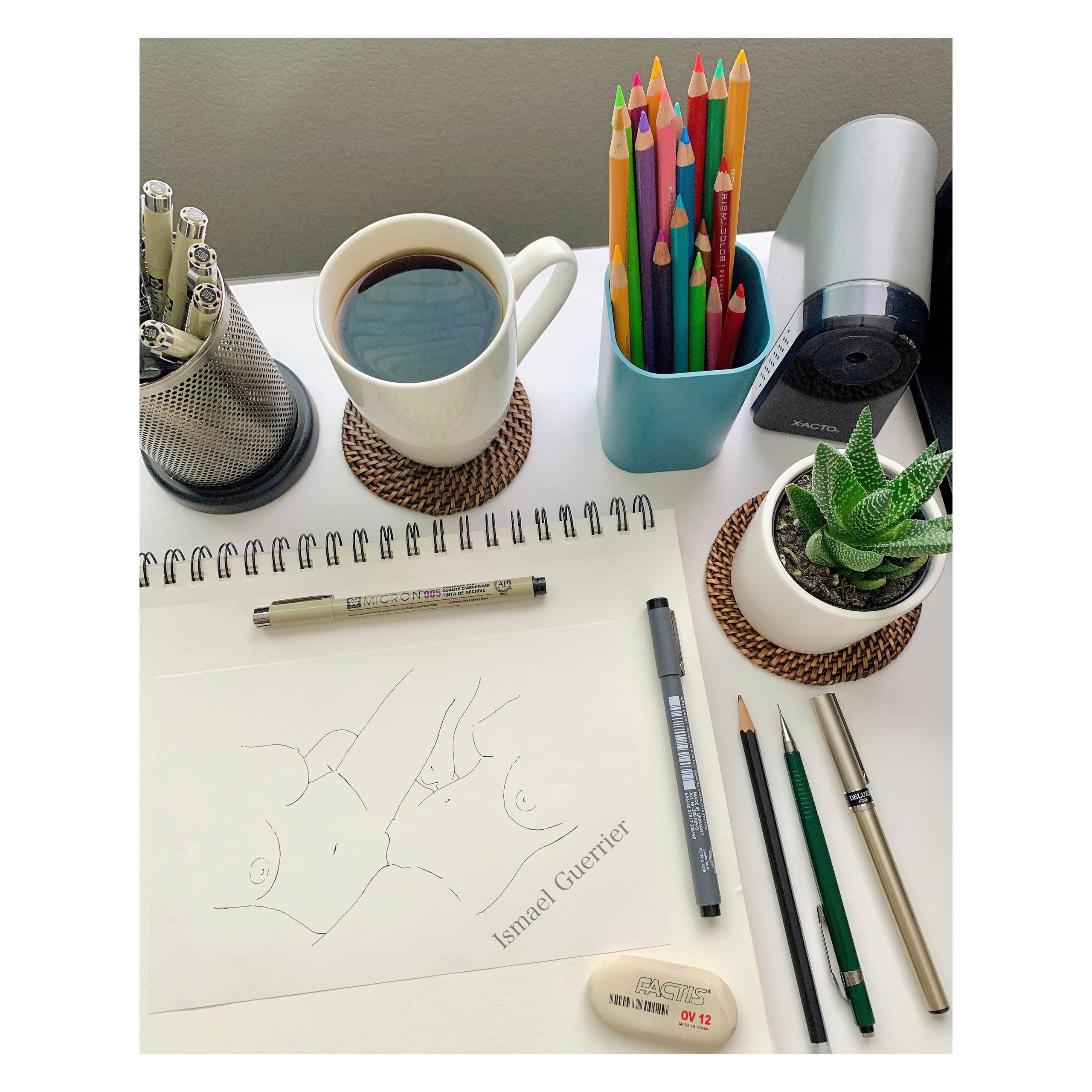 She & Her #2 - Sophisticated Version - Drawing Desk | Ismael Guerrier Art